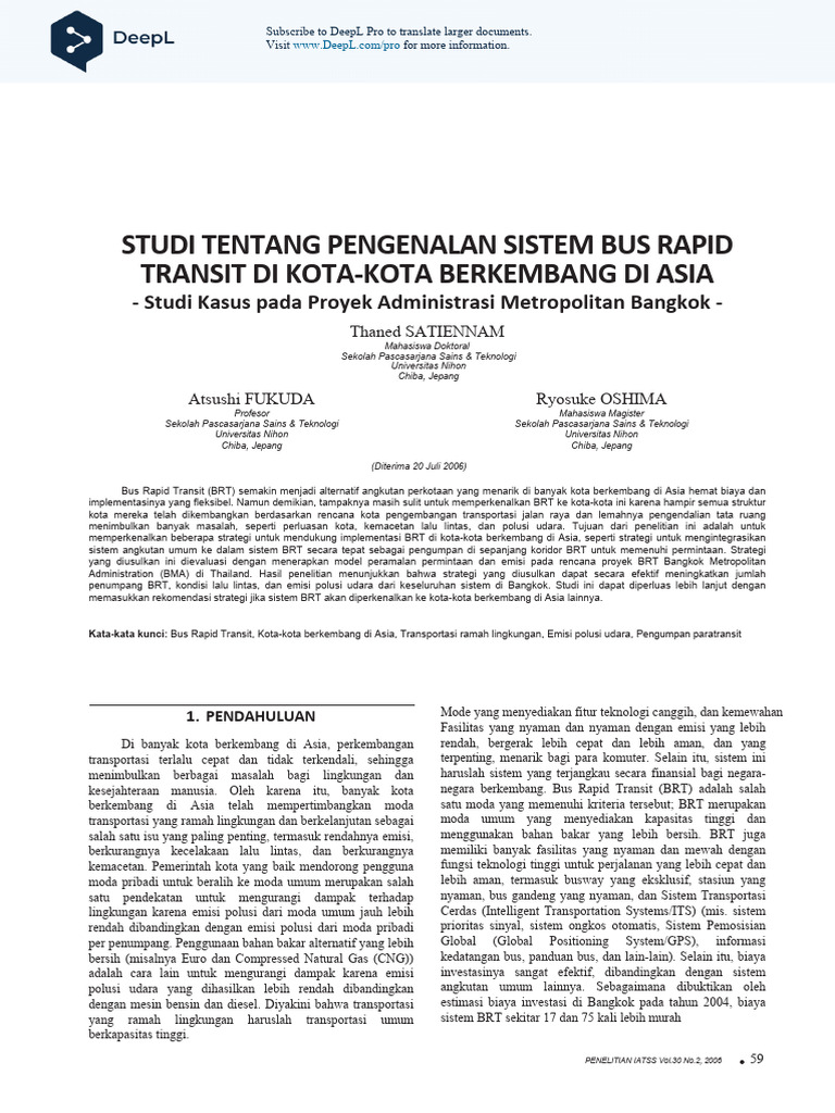 A STUDY ON THE INTRODUCTION OF BUS RAPID TRANSIT SYSTEM IN ASIAN ...