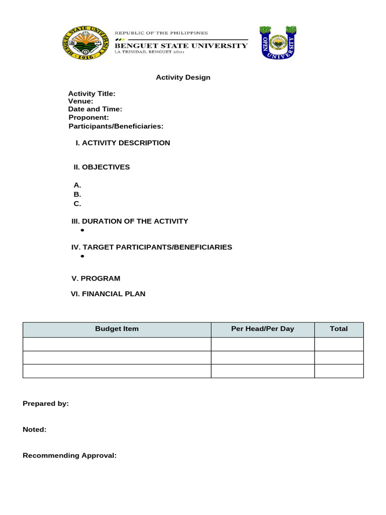 Activity Design Sample | PDF