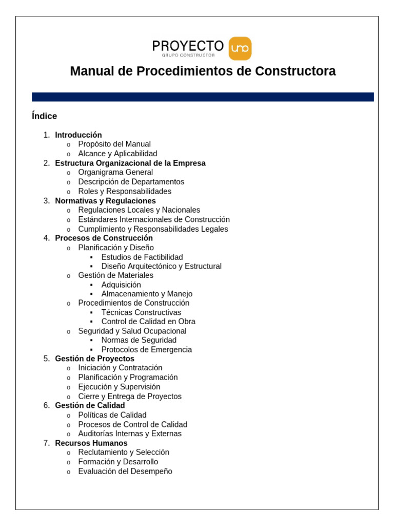 01 Manual Constructora | PDF | Calidad (comercial) | Gestión de recursos humanos