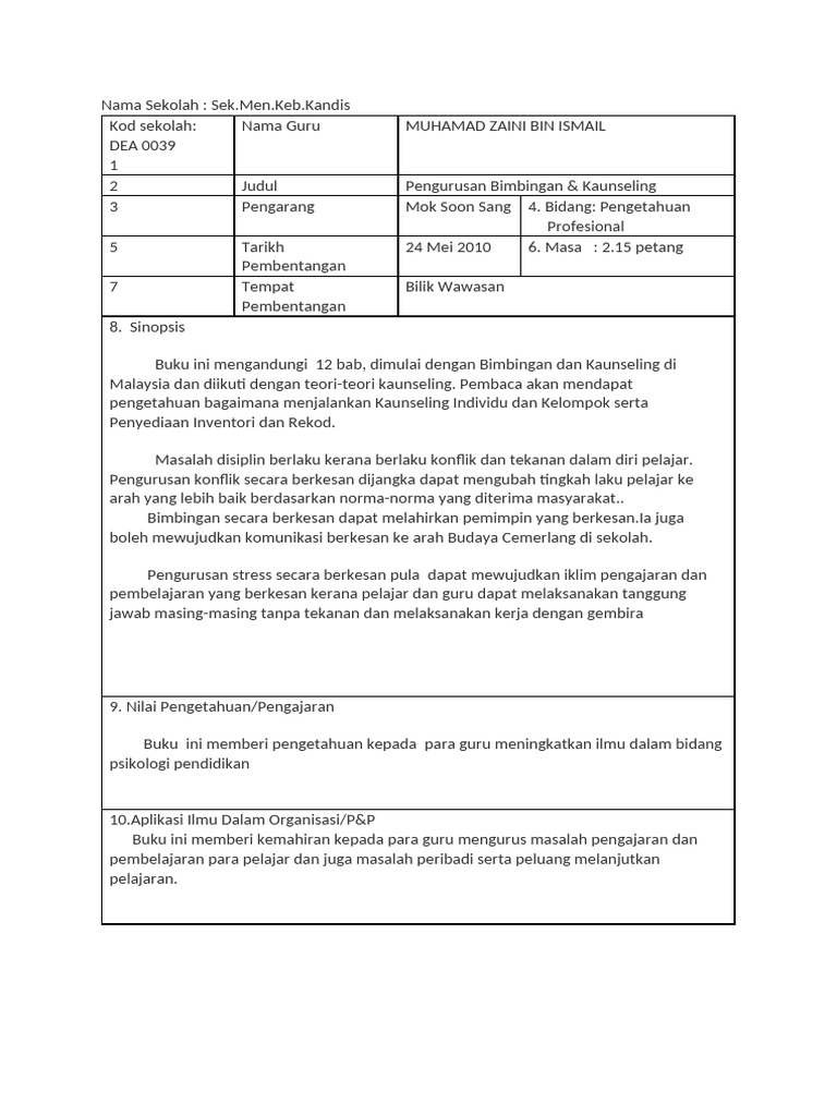 Sinopsis Buku SPLKPM | PDF