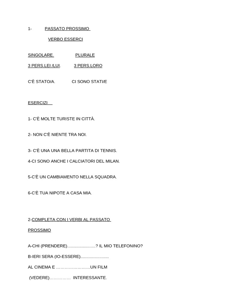 Passato Prossimo | PDF