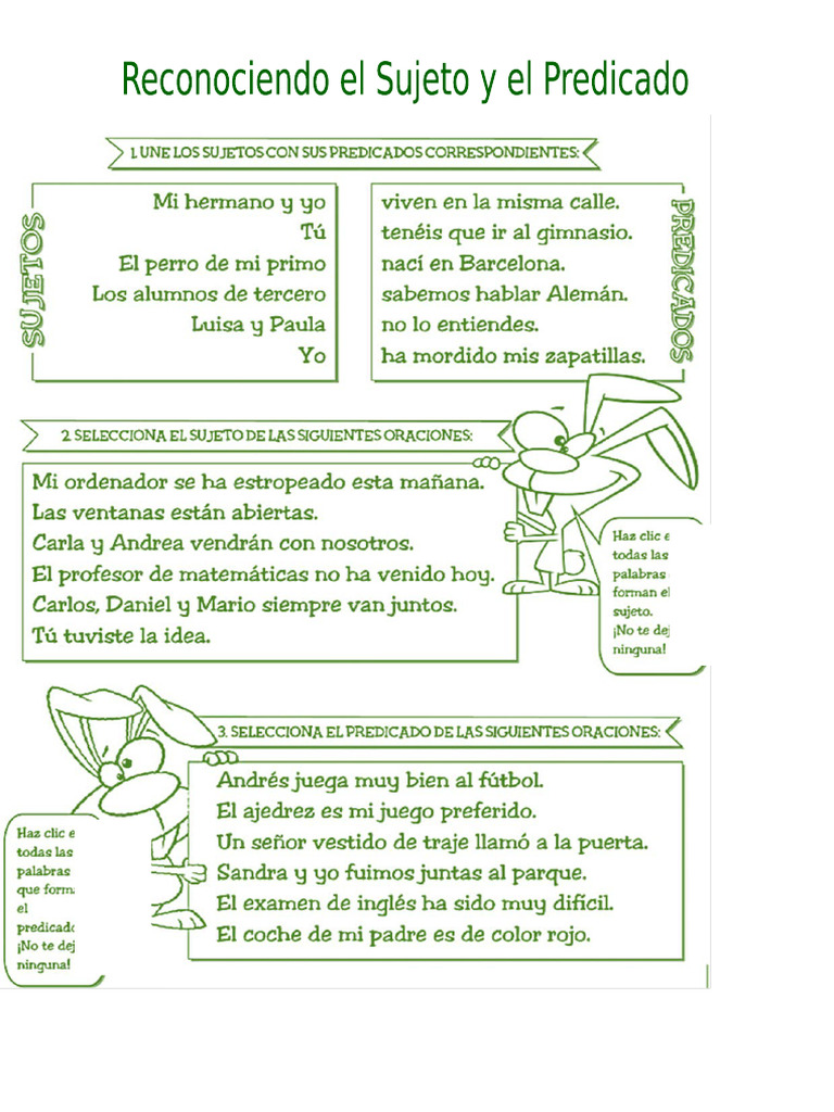 Sujeto y Predicado | PDF