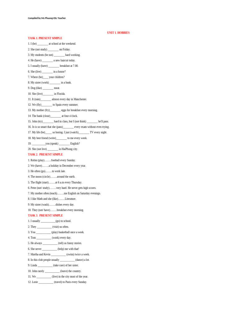 Grade 7 Unit 1 Simple Present Pdf