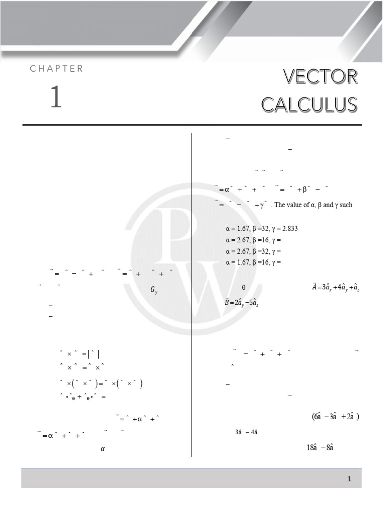 Chapter 1 Vector Calculus | PDF | Linear Algebra | Mathematics