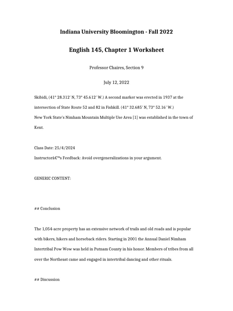 English 145 Chapter 1 Worksheet | PDF | Native American Tribes ...