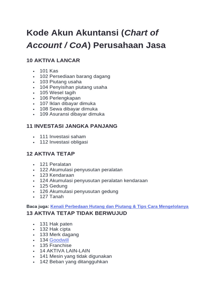 Kode Akun Akuntansi | PDF