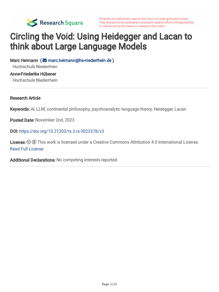 Heidegger, Lacan, and Language Models | PDF | Jacques Lacan | Martin ...