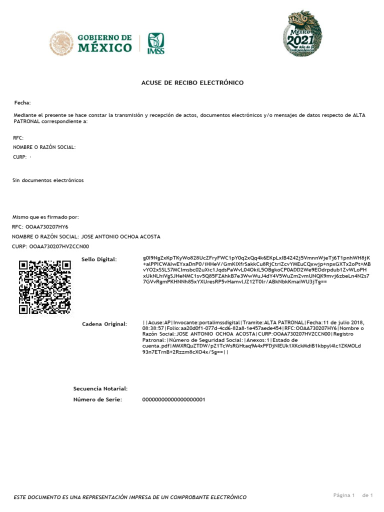 Acuse de Recibo de Alta Patronal IMSS | PDF | México