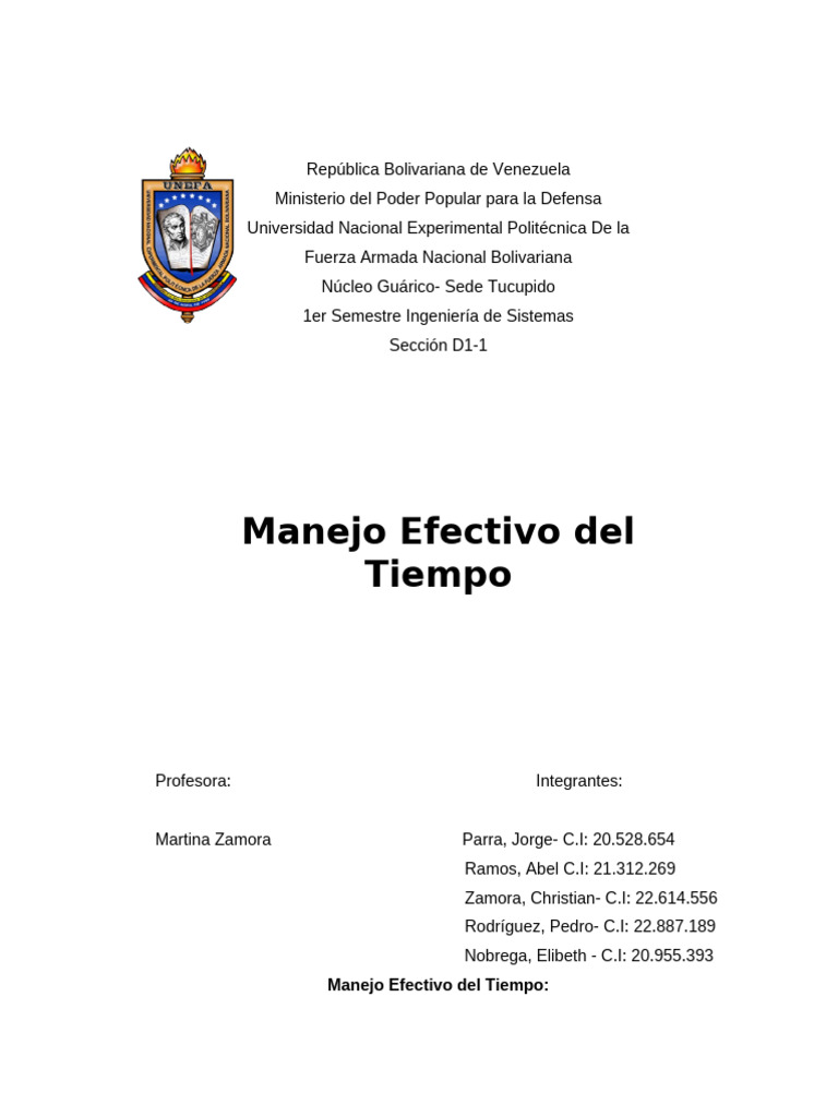 Manejo Efectivo Del Tiempo - Seminario | PDF