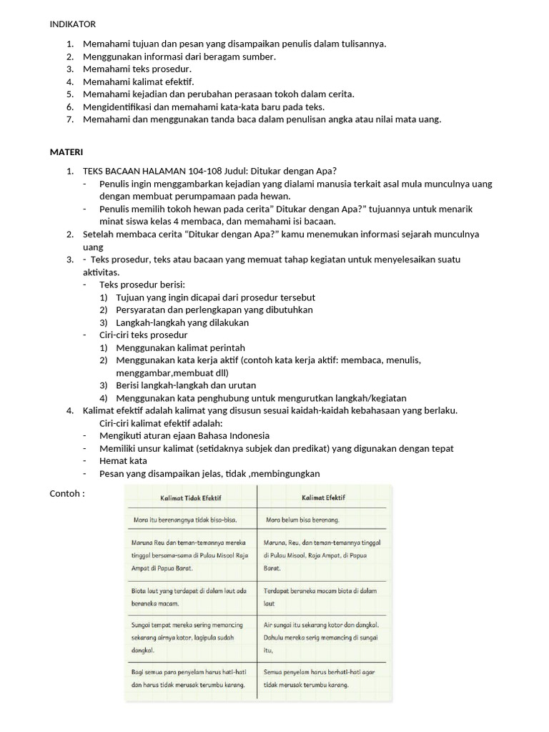 Bahasa Indonesia Persiapan PTS 2 HLD | PDF