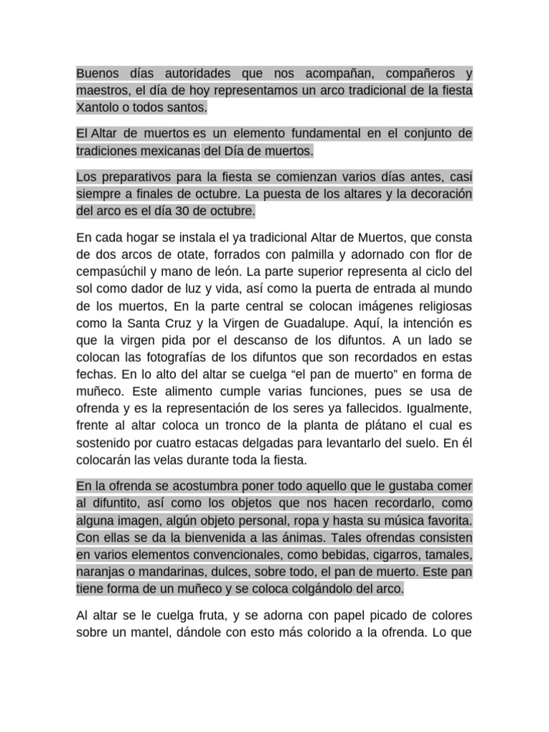 Tradiciones del Altar de Muertos en Xantolo | PDF | Altar