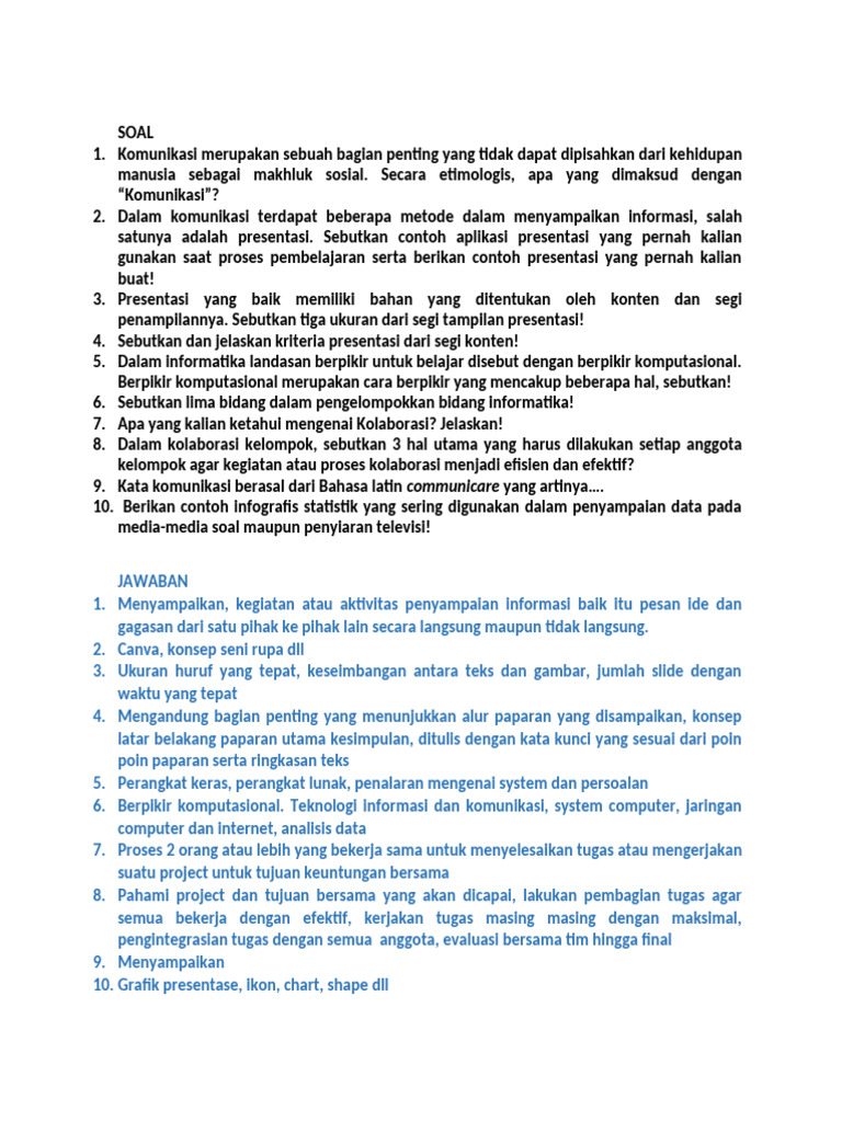 Soal Dan Jawaban STS Informatika | PDF