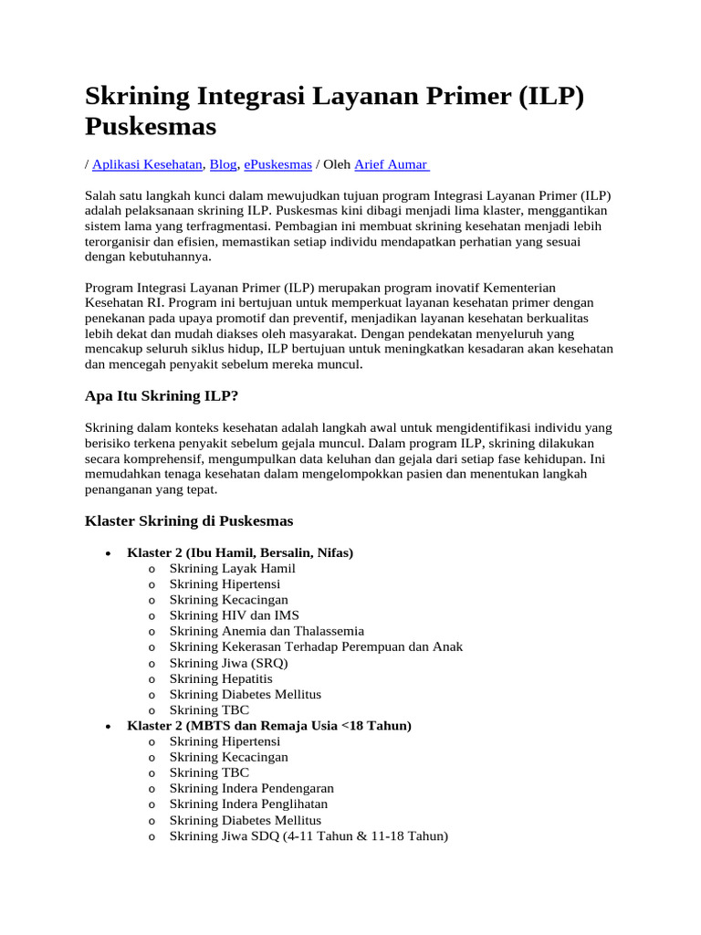 Skrining Integrasi Layanan Primer | PDF