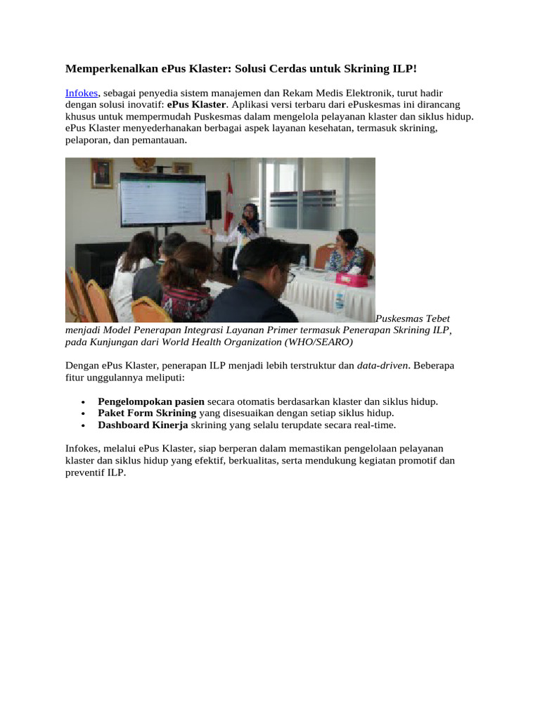 ePus Klaster: Solusi Skrining ILP Efektif | PDF