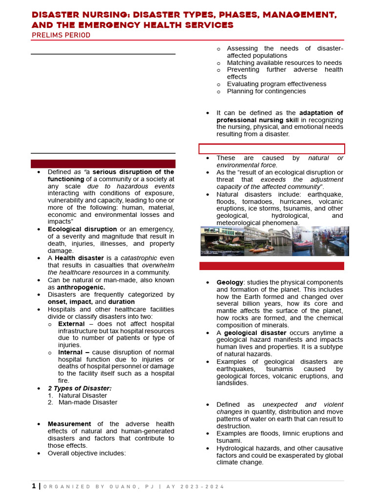 Disaster Nursing: Types and Management | PDF | Natural Disasters ...