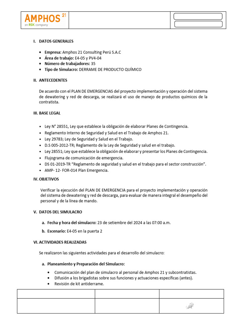 3. Informe de Simulacro - Sst | PDF