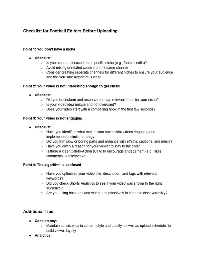 Preupload Checklist | PDF