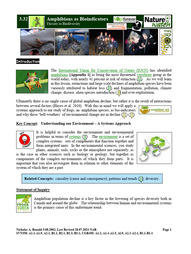 3.32 Amphibians As Bioindicators | PDF | Amphibian | Frog