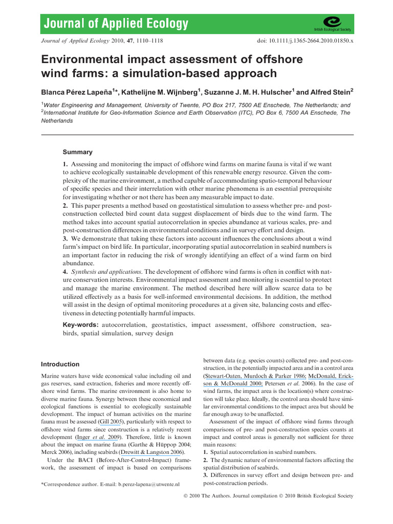 Environmental Impact Assessment of Offsh | PDF | Spatial Analysis