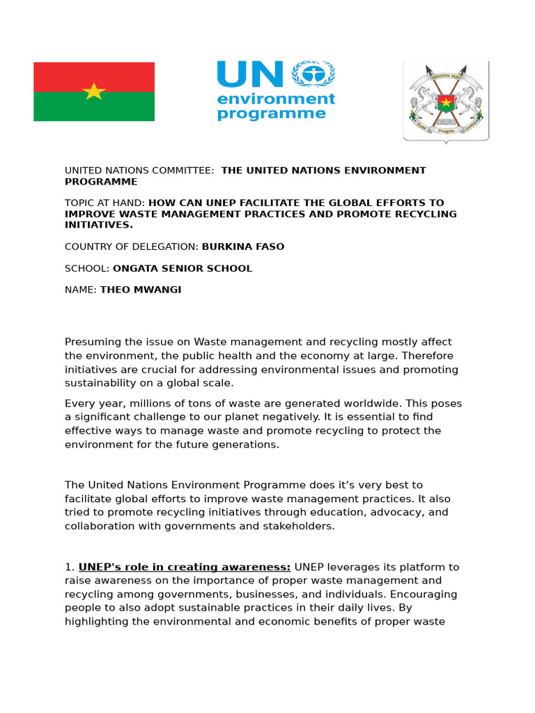 UNEP's Role in Global Waste Management | PDF | Waste Management ...