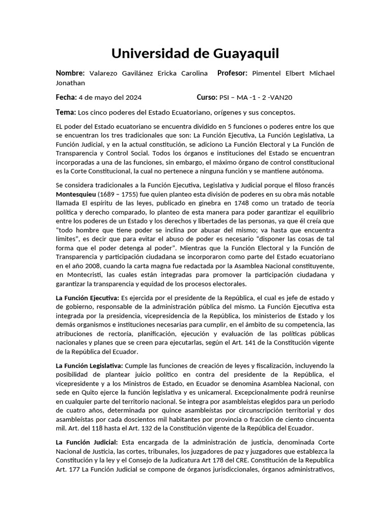 Los 5 Poderes Del Estado | PDF | Separación de poderes | Judicaturas