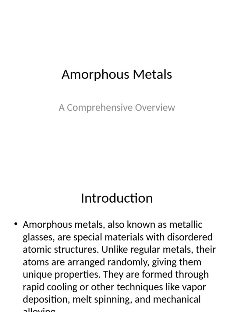 Amorphous Metals Presentation | PDF