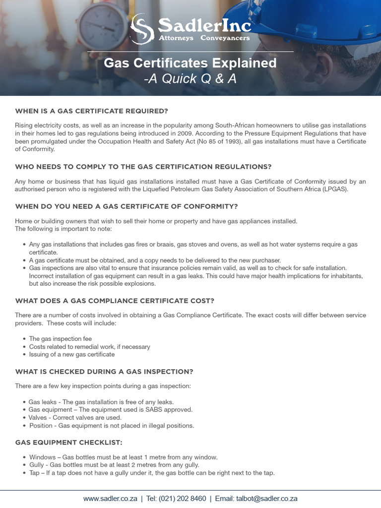 Sadler Gas Certificates | PDF | Water Heating