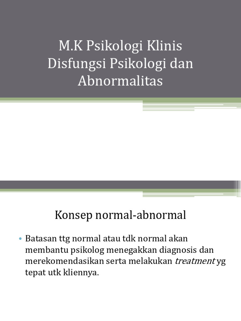 2 Disfungsi Psikologi Dan Abnormalitas | PDF
