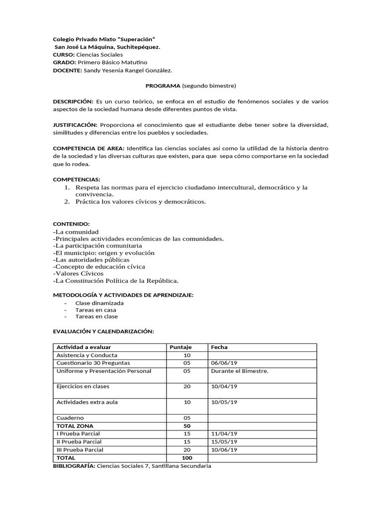 Programa Formato Anterior | PDF