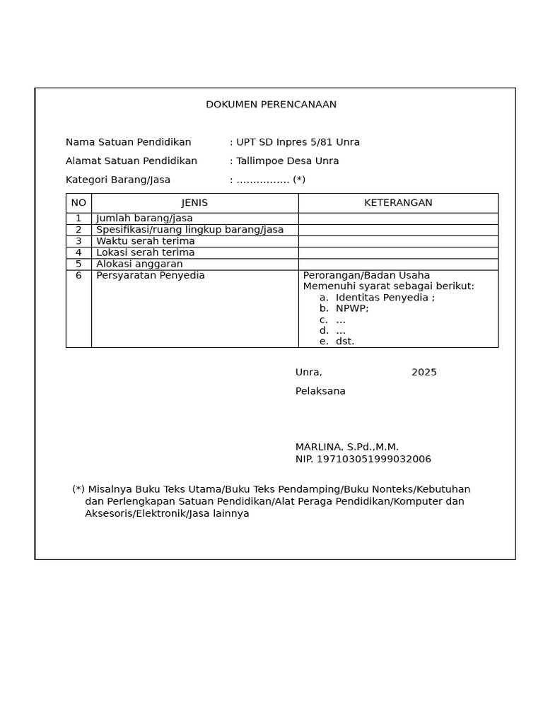 Dokumen Perencanaan | PDF