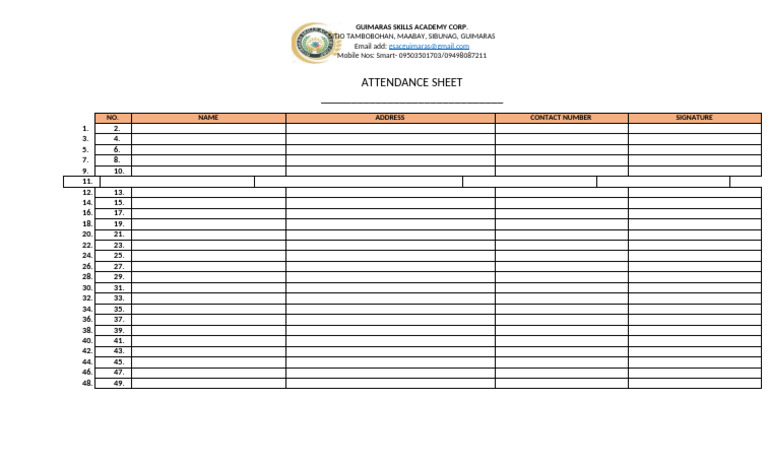 Attendance Sheet | PDF