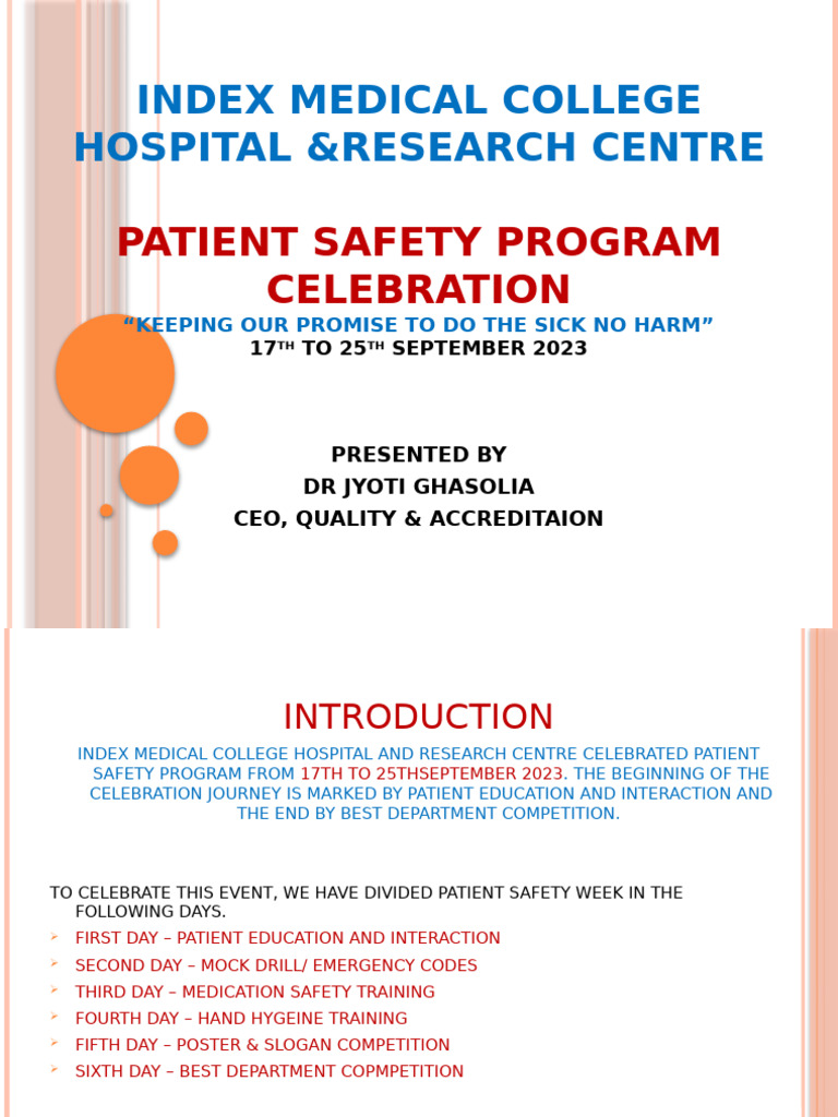 Patient Safety Week Celebration 2023 | PDF