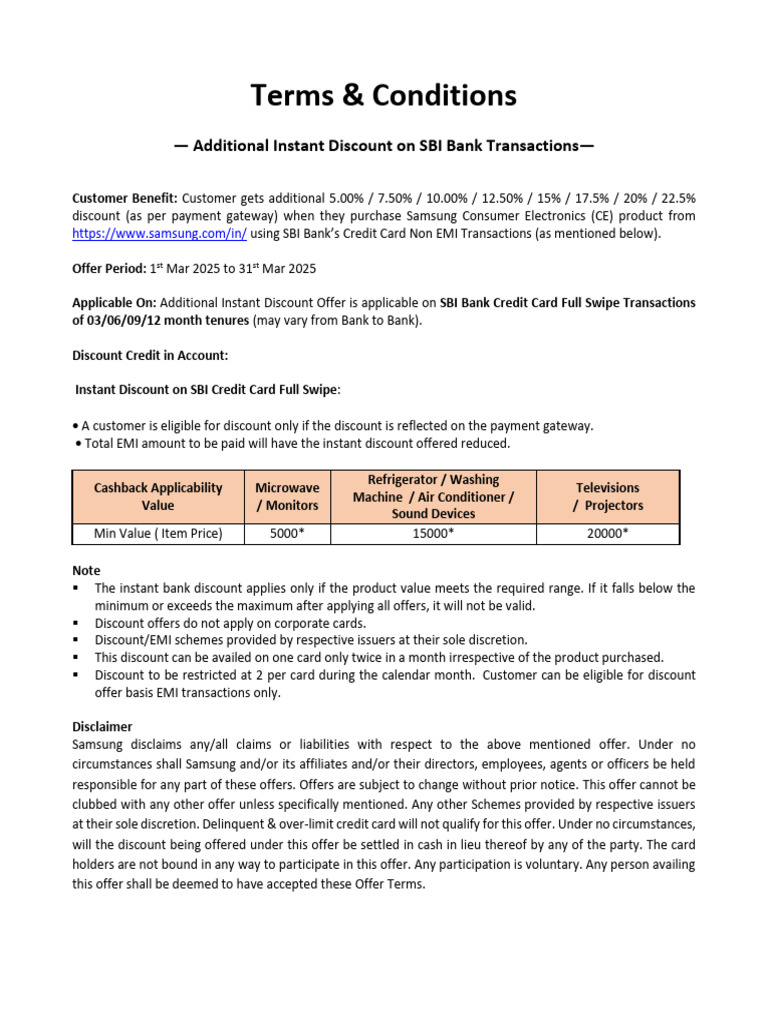 Ce Nonemi Pinelab Sbi TNC | PDF | Credit Card | Money
