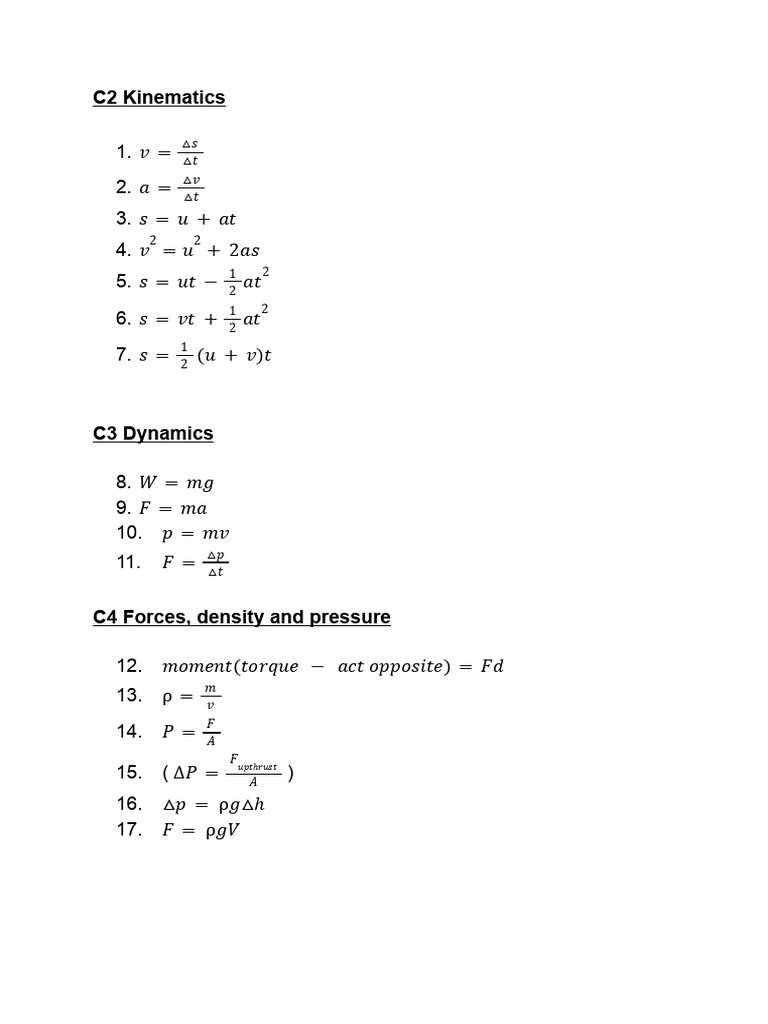 AS Physics Formula Sheet | PDF | Physical Phenomena | Physics