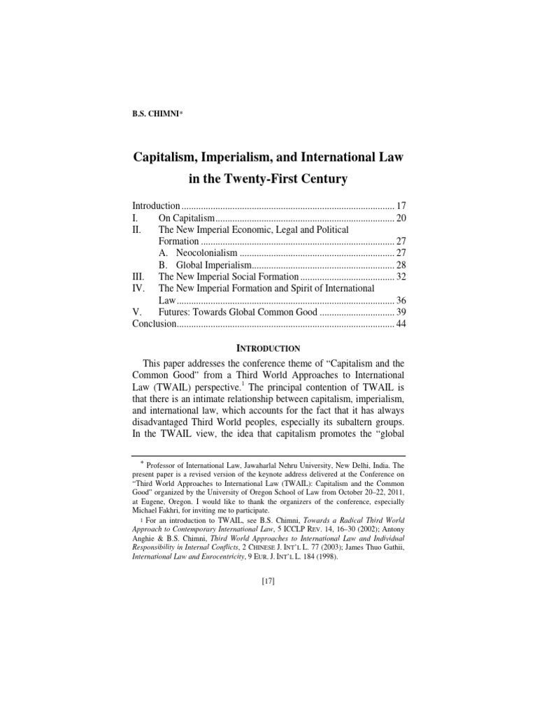 Capitalism, Imperialism, and International Law | PDF | Capitalism ...