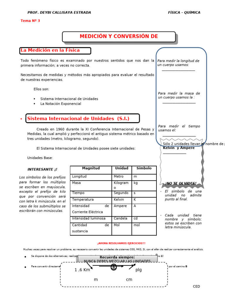 Tema #3 Factores de Conversion | PDF | Sistema Internacional de Unidades | Cantidades fisicas