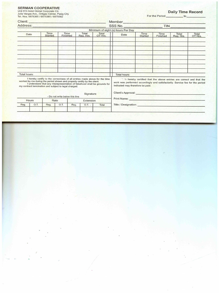 DTR Template | PDF
