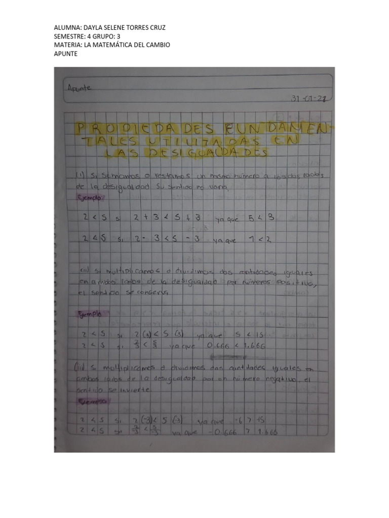 U1 - Desigualdades Lineales Con Una Variable | PDF