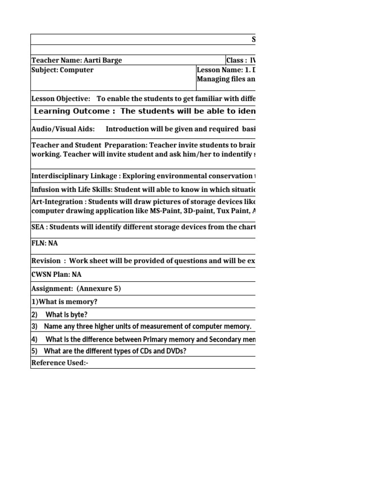 April, June Data Storage and Memory and Managaing Files and Folders | PDF | Computer Data ...
