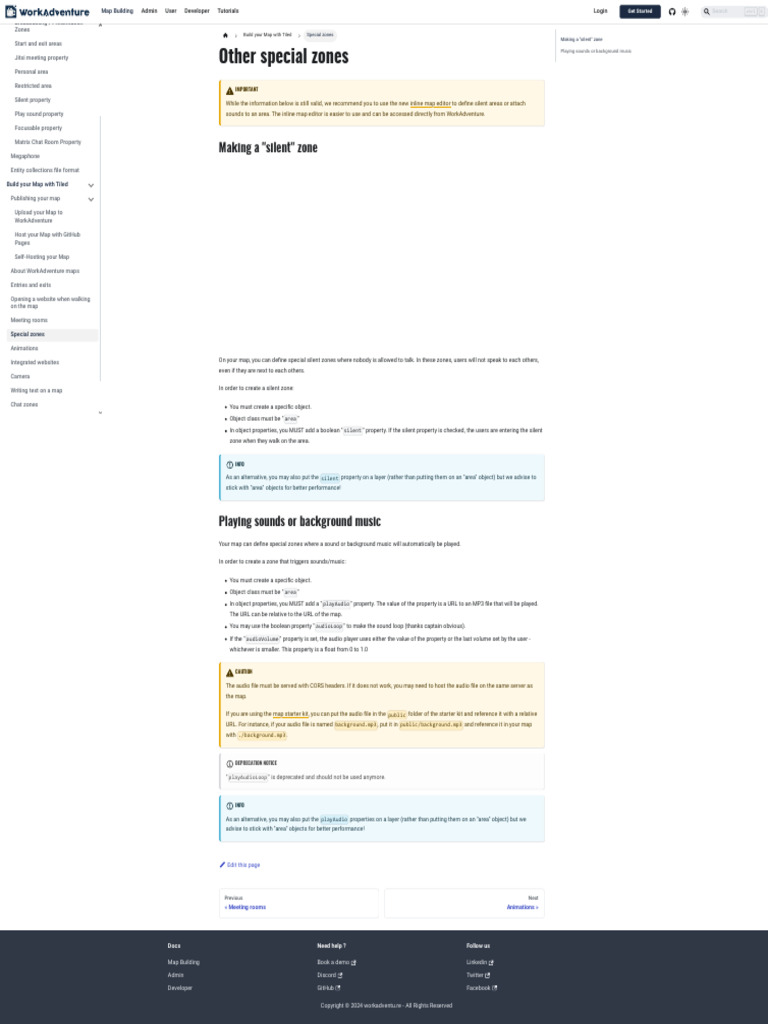 Special Zones - WorkAdventure Documentation | PDF | Computing | Software