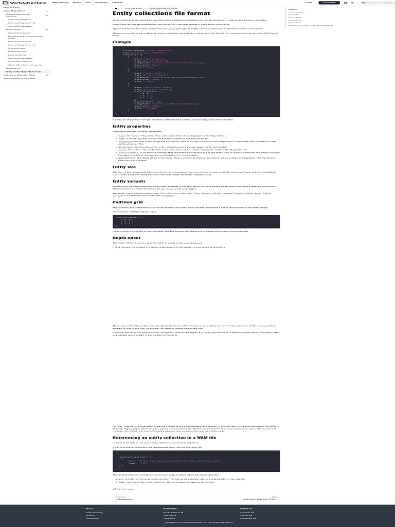 Entity Collections File Format - WorkAdventure Documentation | PDF | Computer Graphics | Computing