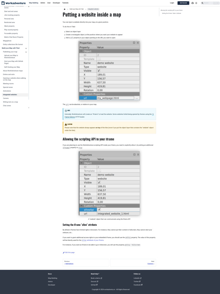 Integrated Websites - WorkAdventure Documentation | PDF | Html Element ...