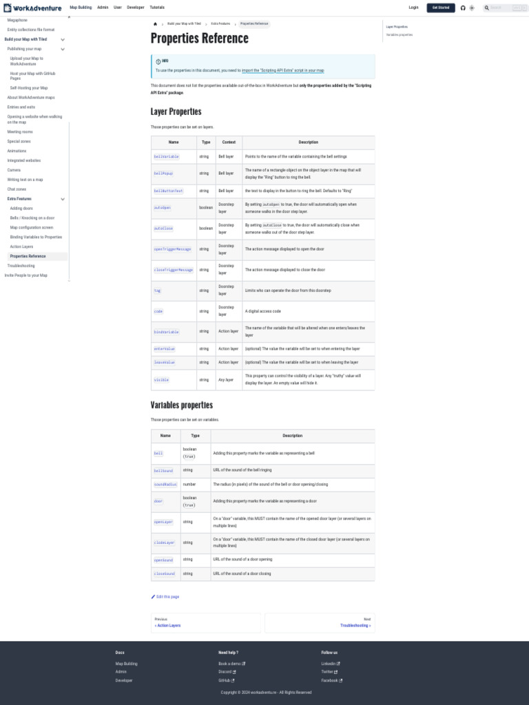 Properties Reference - WorkAdventure Documentation | PDF | Boolean Data Type | Software Engineering