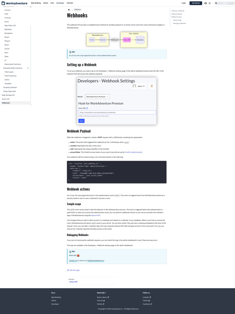 Webhooks _ WorkAdventure Documentation | PDF | Information Technology ...