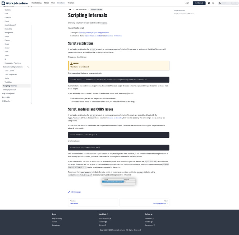 Scripting Internals _ WorkAdventure Documentation | PDF | Html Element ... Scripting Internals _ WorkAdventure Documentation | PDF | Html Element ...