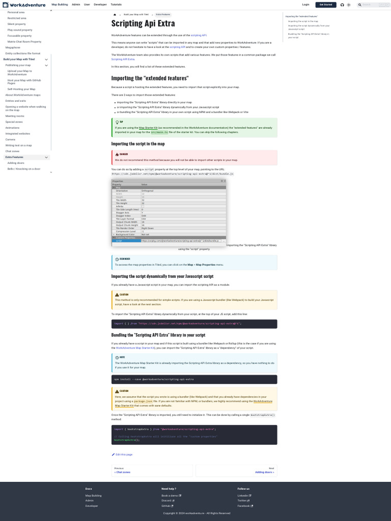 Scripting Api Extra _ WorkAdventure Documentation | PDF | Java Script ... Scripting Api Extra _ WorkAdventure Documentation | PDF | Java Script ...