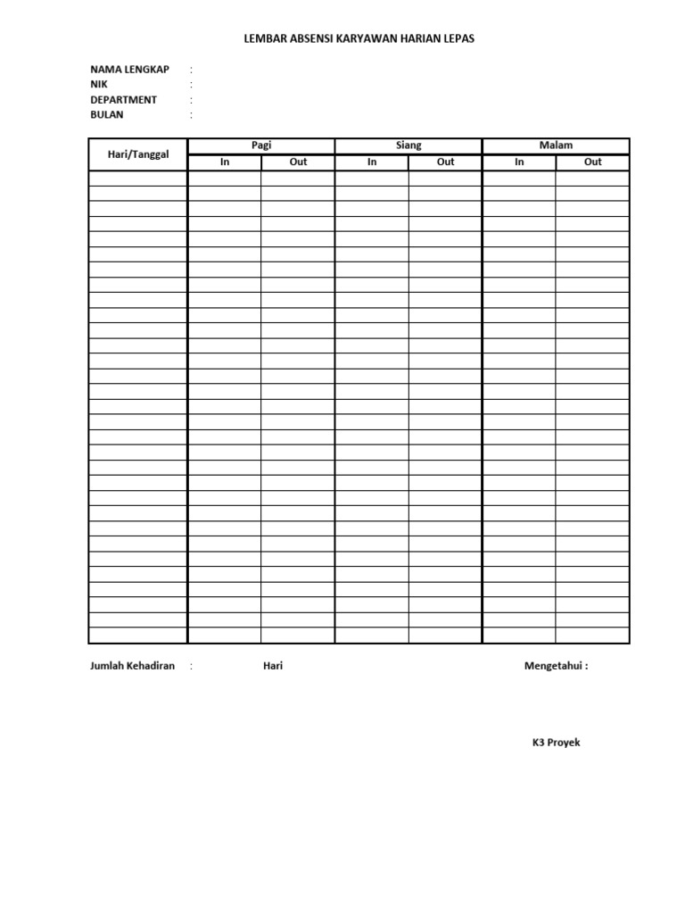 Absensi Pekerja Harian | PDF