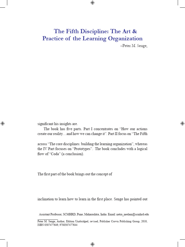 Review of The Fifth Discipline Book | PDF