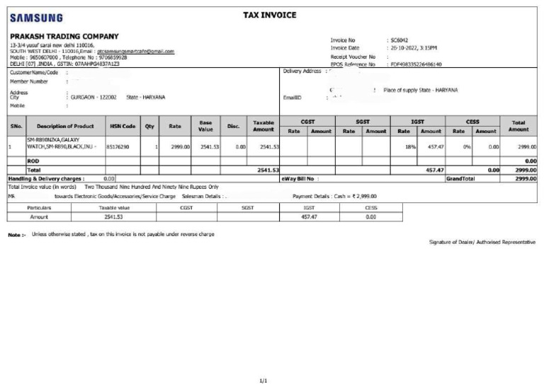 Watch Classic Invoice | PDF