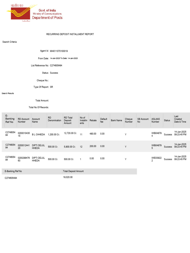 Recurring Deposit Installment Summary | PDF | Financial Services | Banking